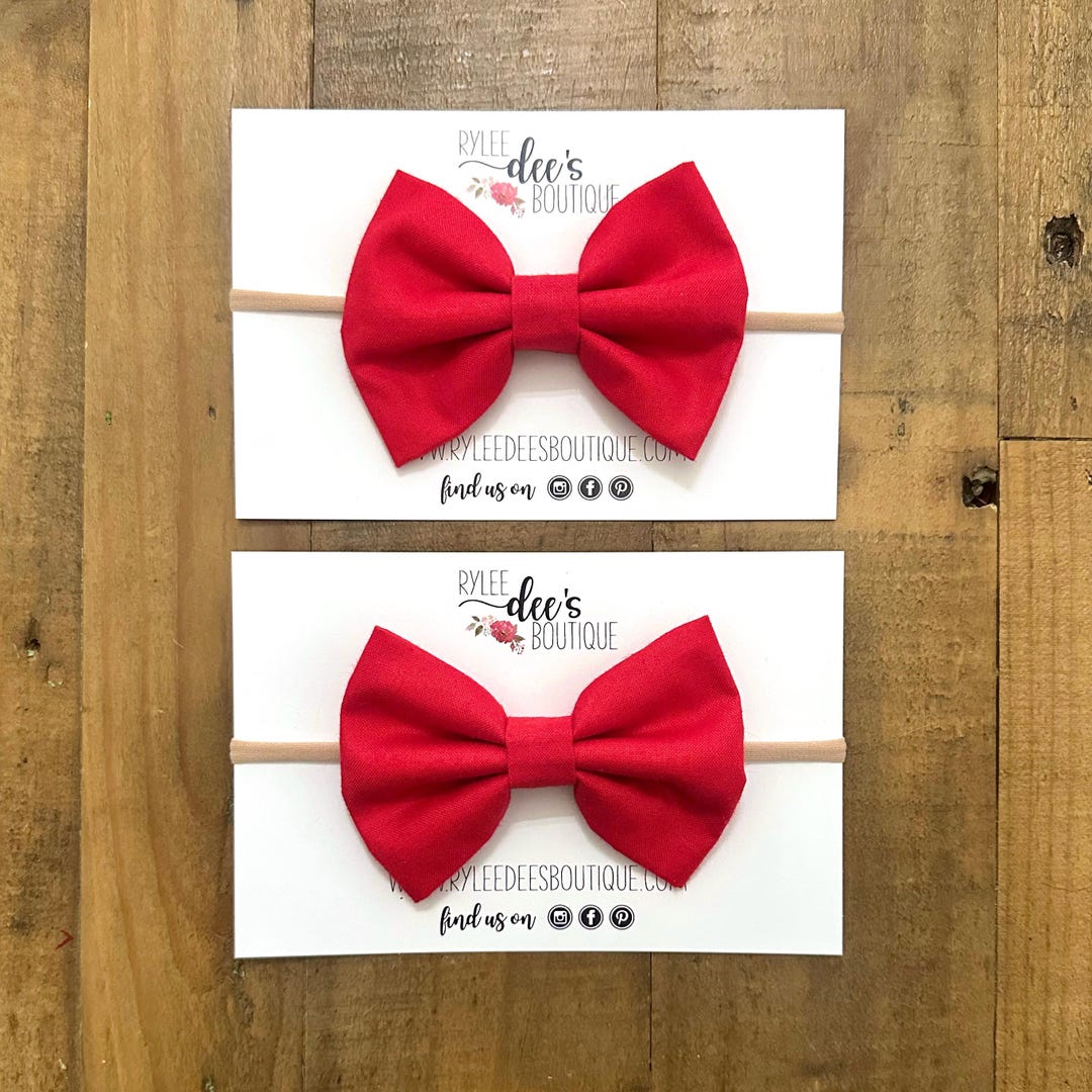 PENELOPE BOW | Classic Red Bow, Solid Red Bow, Black Pigtails, Red Clip ...