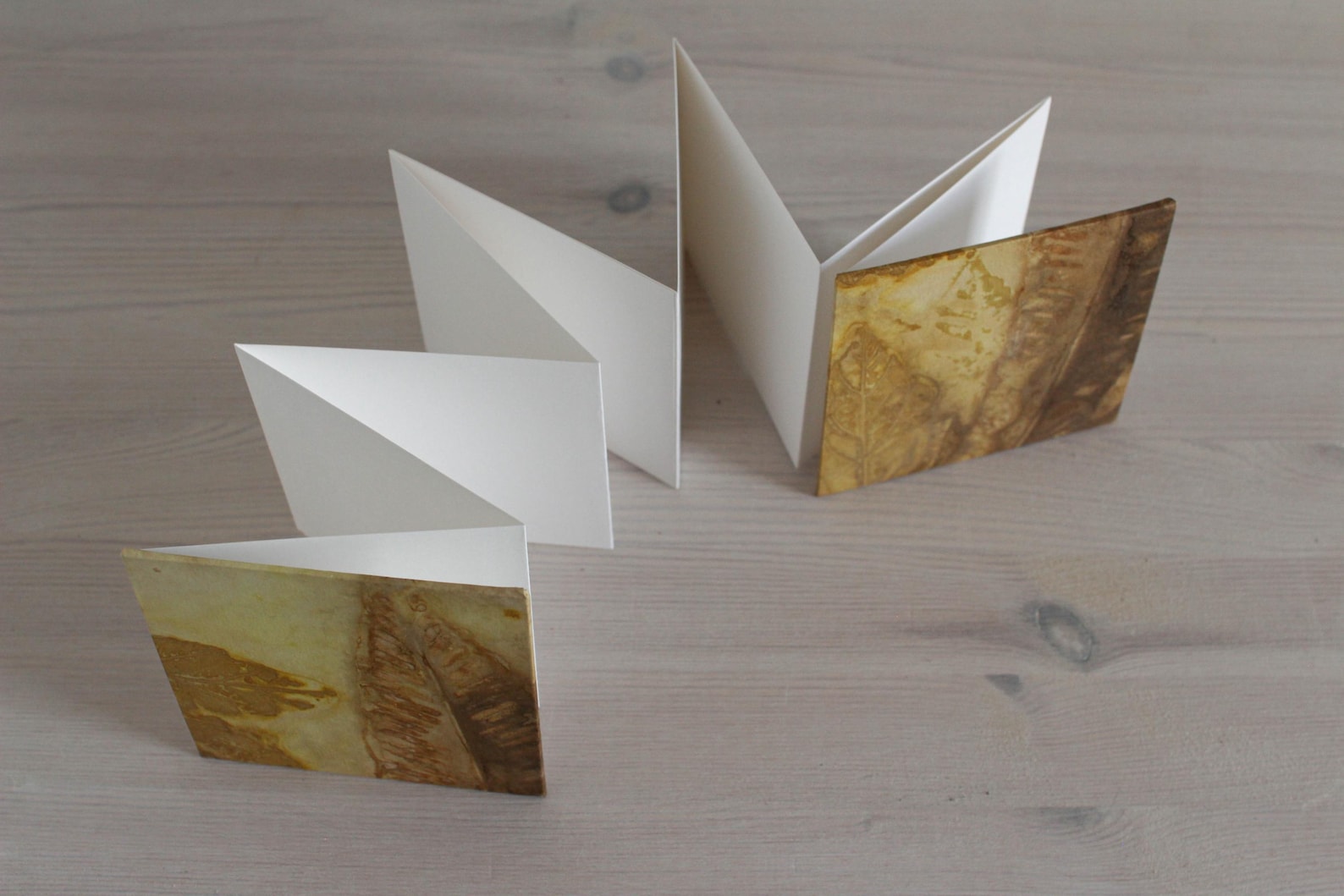 Handmade 4x4 Inch Square Concertina Book With Ecoprint Leaf Design ...