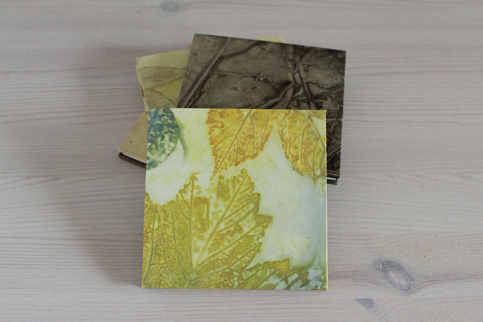 Handmade 4x4 Inch Square Concertina Book With Ecoprint Leaf Design ...