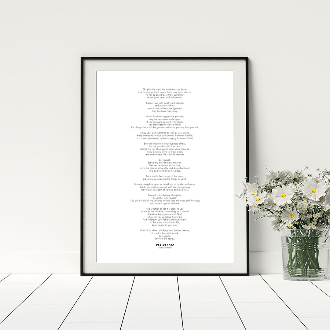 Desiderata Poster, Max Ehrmann Poem Print, Nursery Gift, Inspirational ...