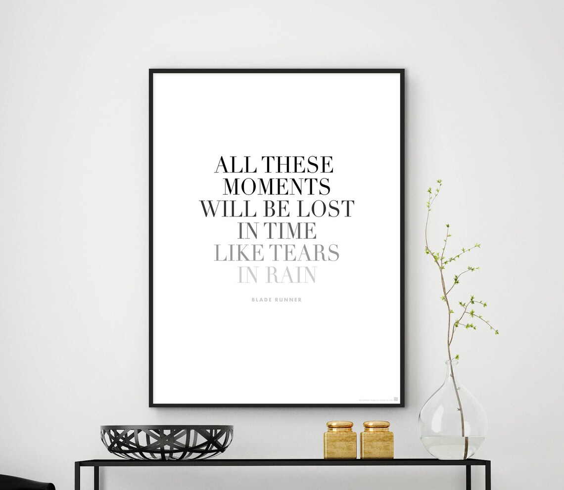 Blade Runner Poster Tears in Rain Monologue C-beams Speech - Etsy