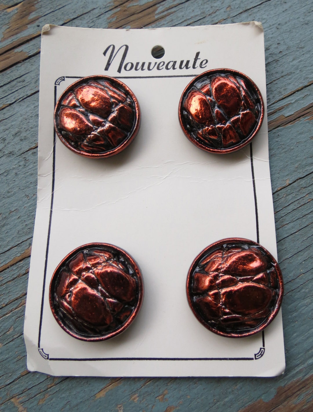 4 Nouveaute Copper Colored Plastic Buttons - Etsy