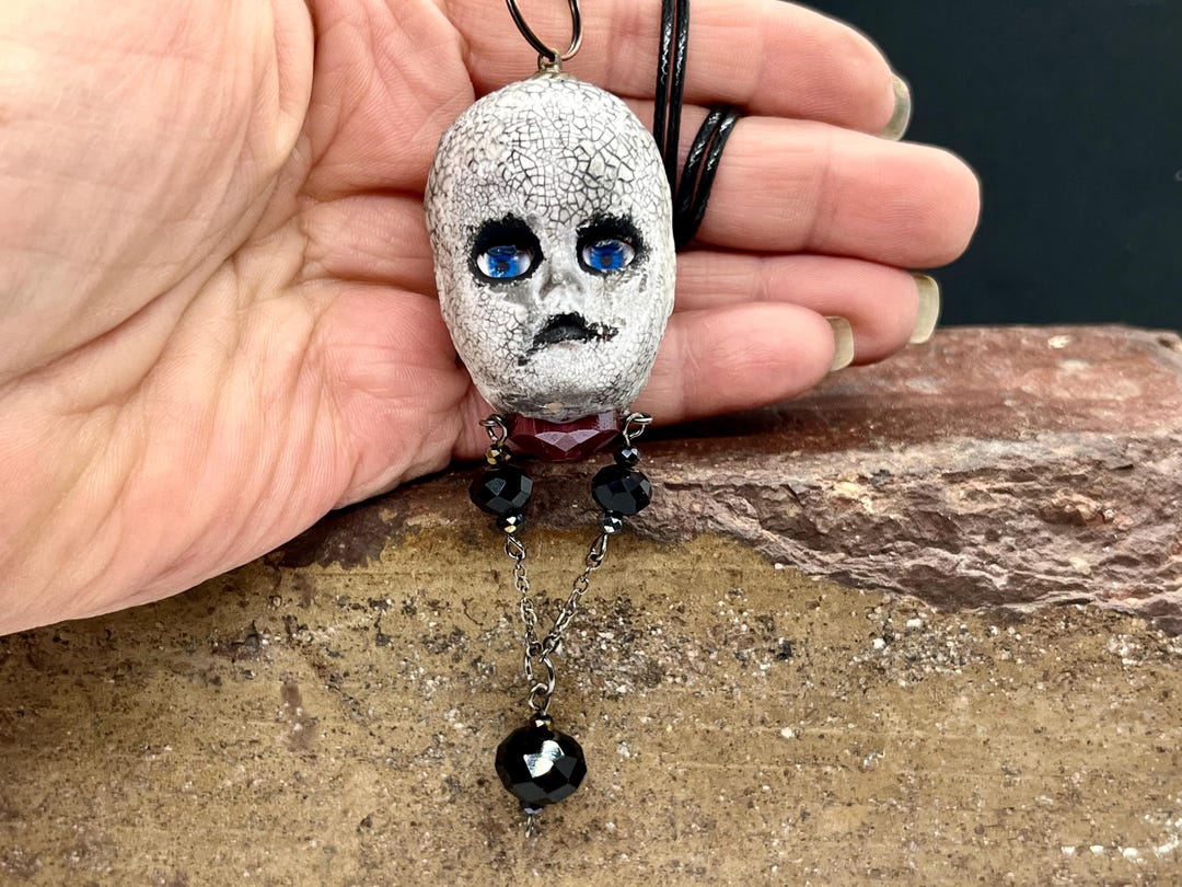 Creepy Ghoul Head Doll Necklace, Horror Fans Jewelry, Handmade Scary ...