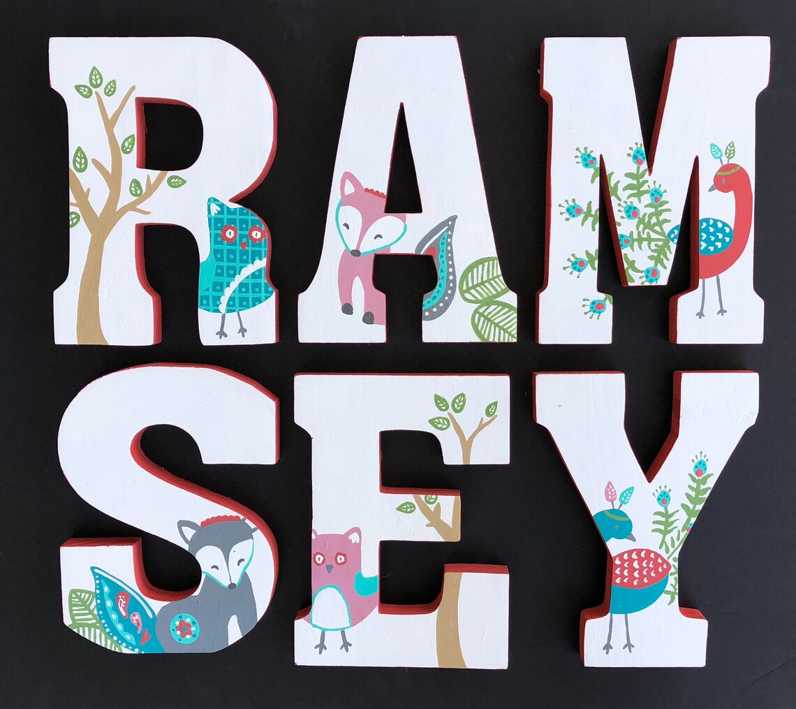 Wooden Letters for Nursery Woodland Nursery Decor Hand | Etsy