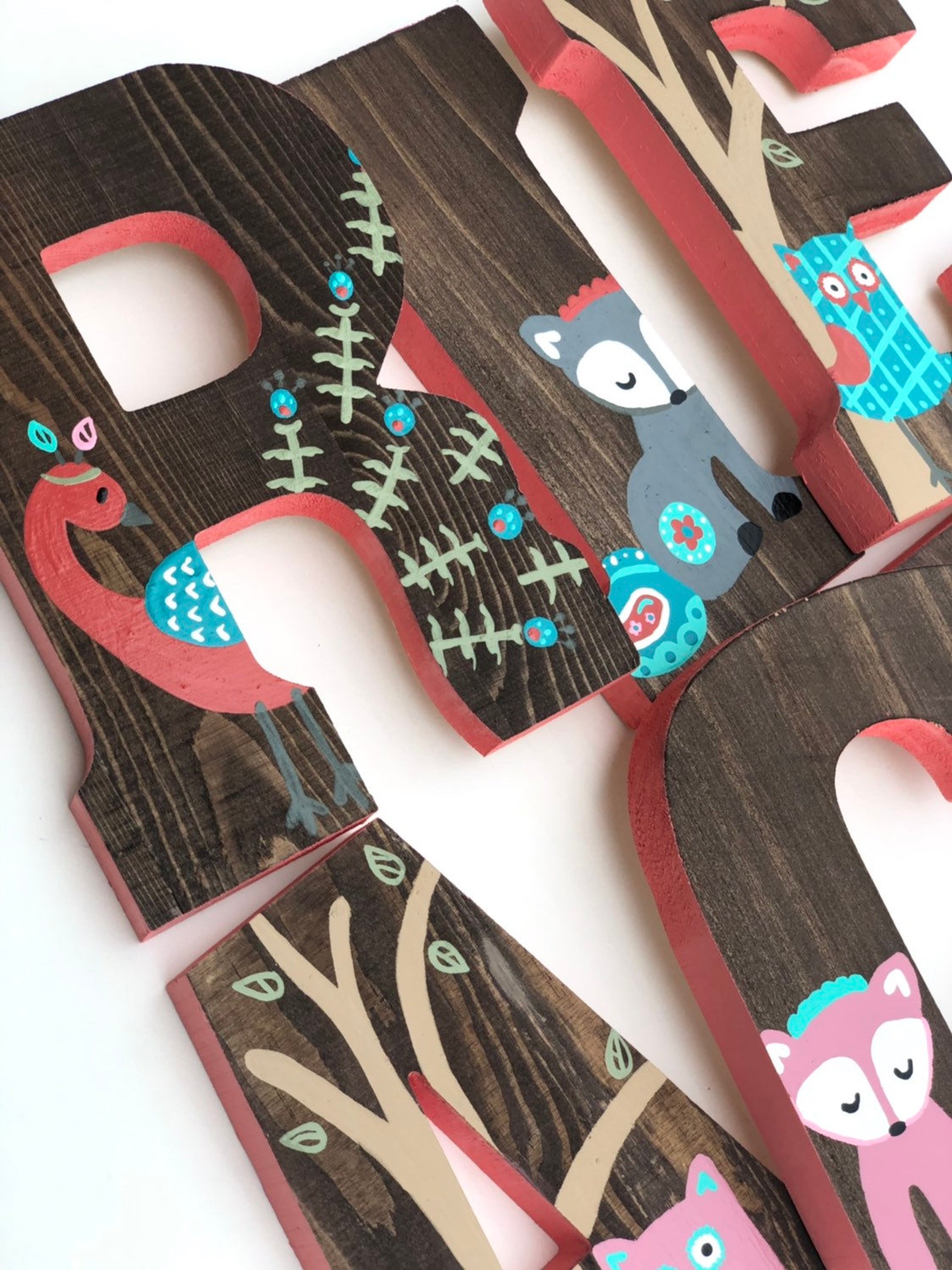Wooden Letters for Nursery Woodland Nursery Decor Hand - Etsy