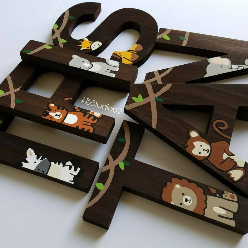 Wooden Letters for Nursery Jungle Nursery Art Jungle Nursery | Etsy