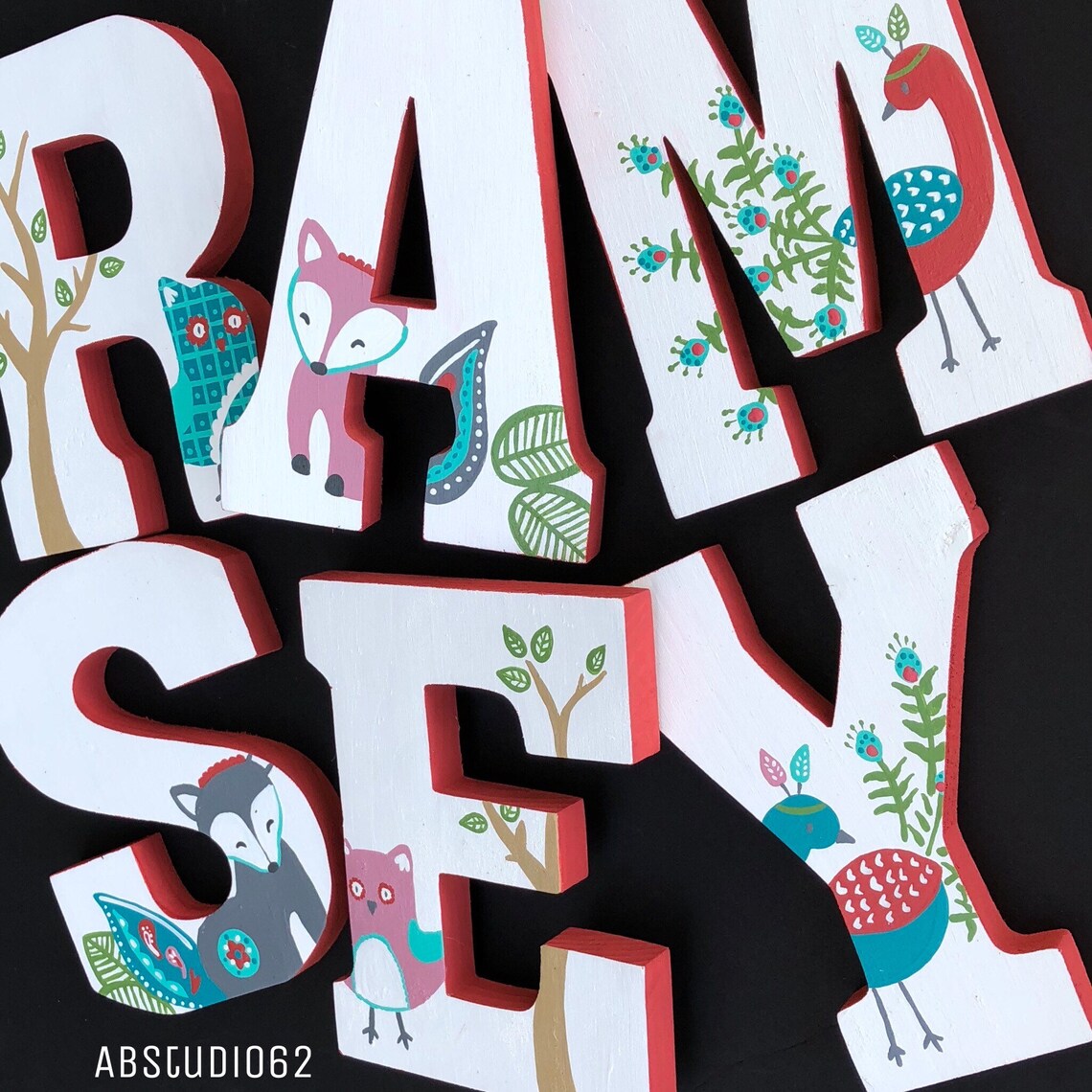 Wooden Letters for Nursery Woodland Nursery Decor Hand | Etsy