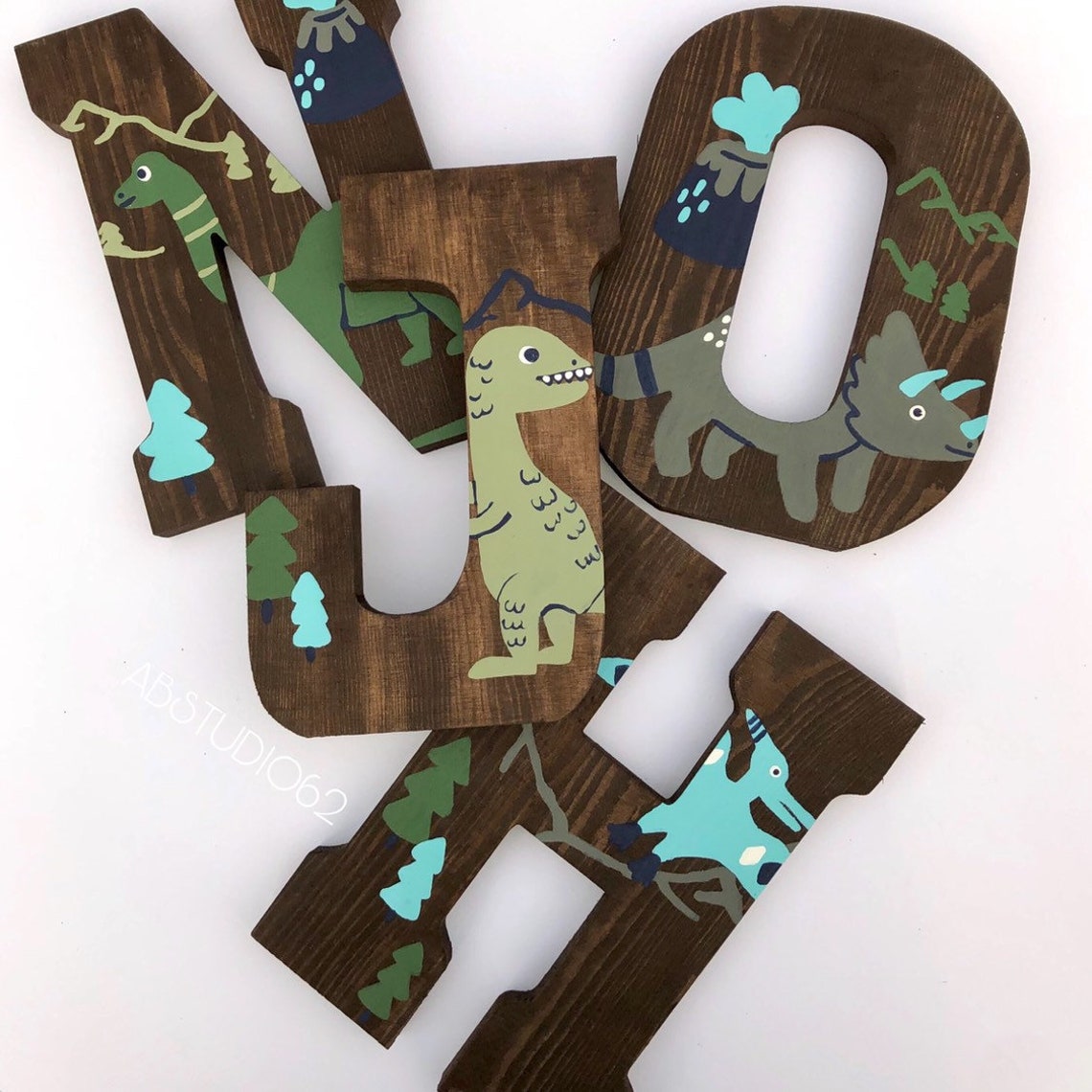 Wooden Letters for Nursery Dinosaur Nursery Decor Hand - Etsy