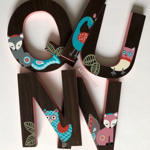 Wooden Letters for Nursery, Woodland Nursery Decor, Hand Painted Wood ...