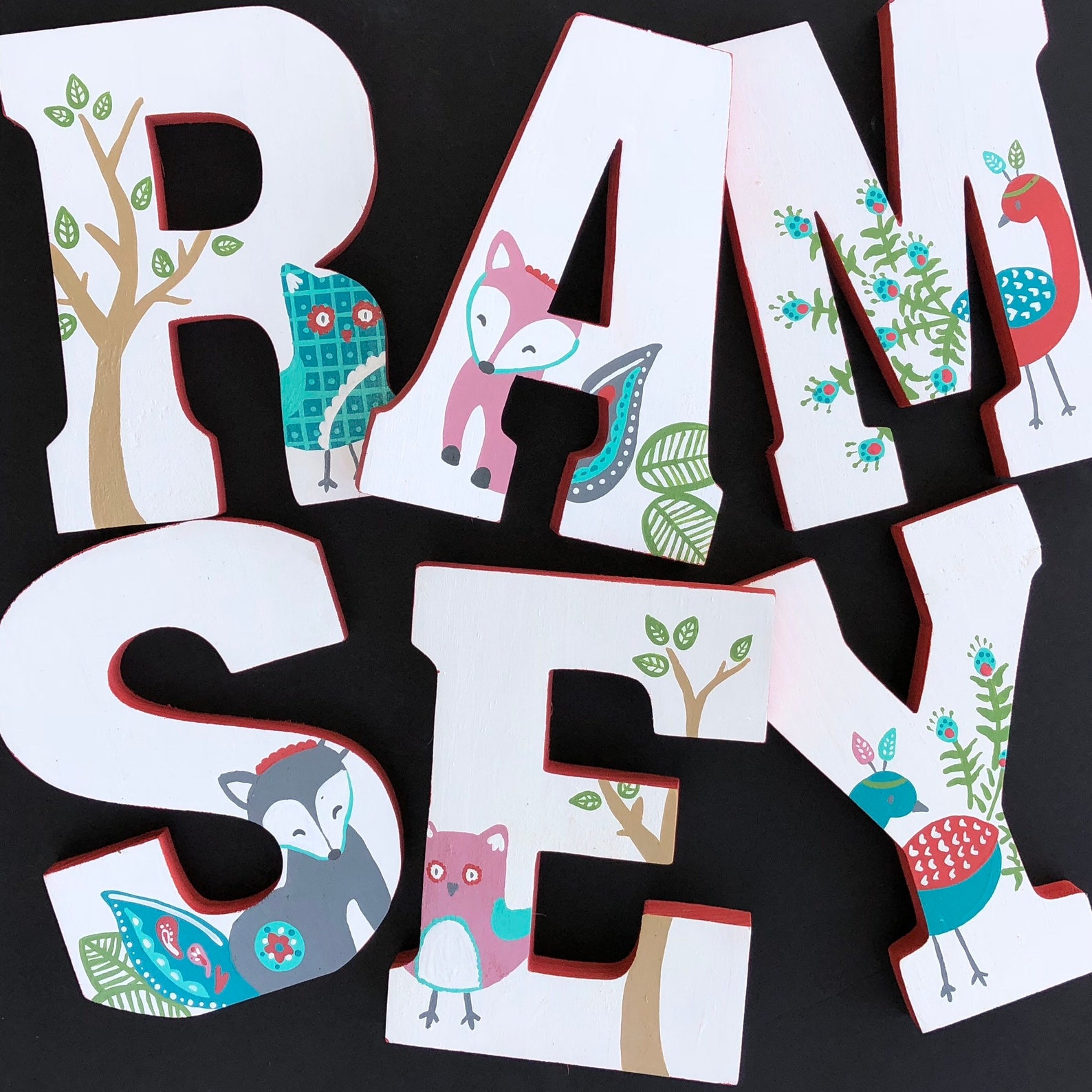 Wooden Letters for Nursery Woodland Nursery Decor Hand | Etsy