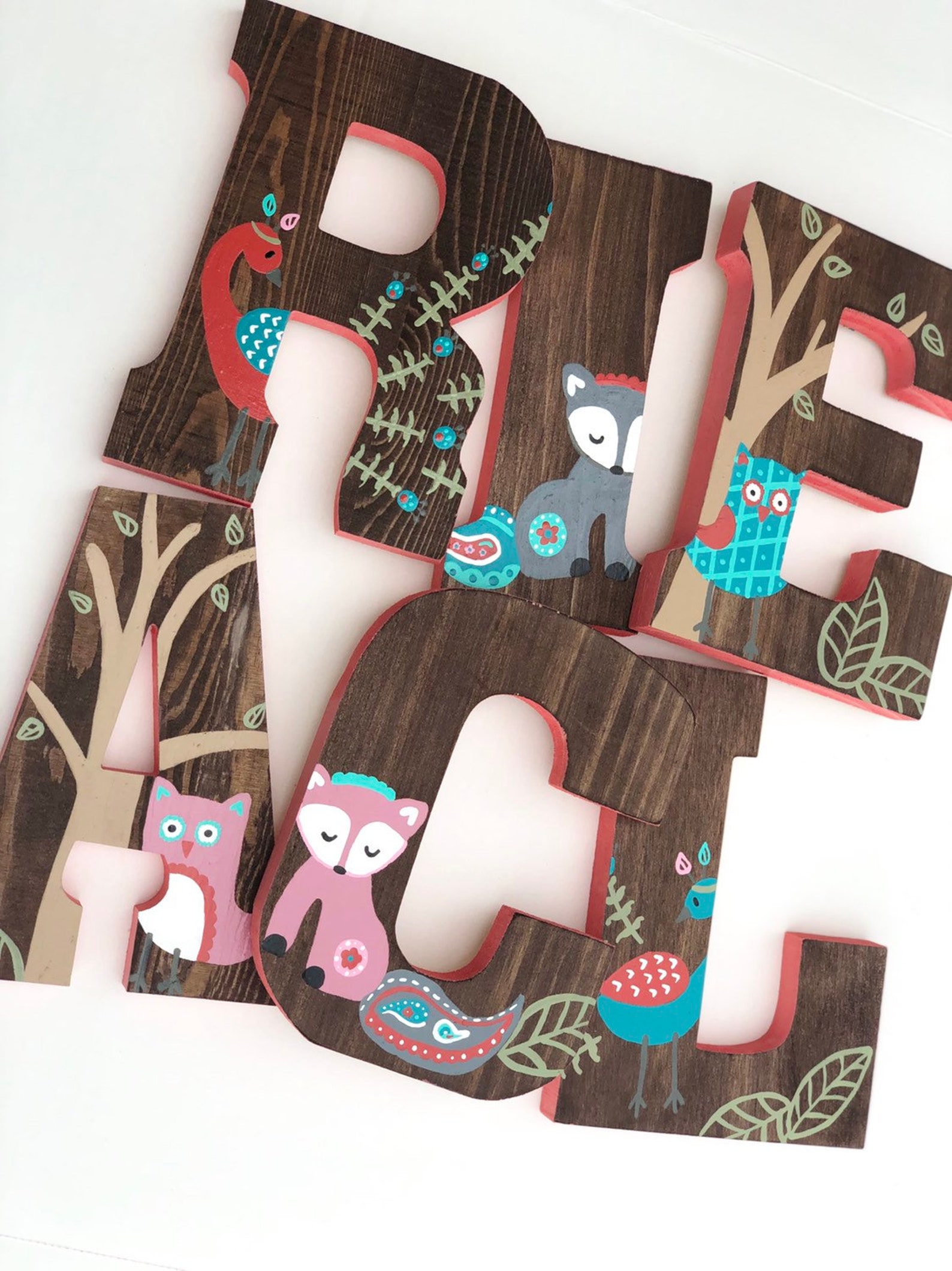Wooden Letters for Nursery Woodland Nursery Decor Hand - Etsy