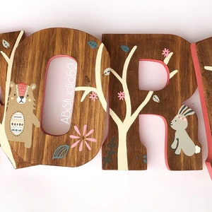 Wooden Letters for Nursery, Woodland Nursery Decor, Hand Painted Wood ...