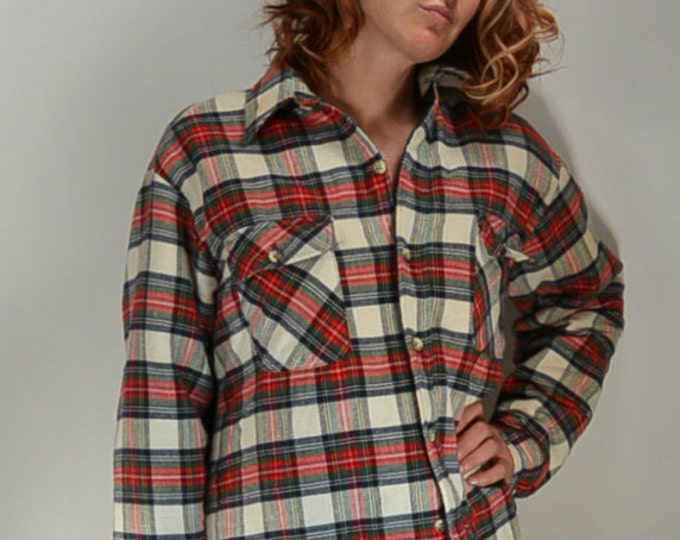 Grunge Flannel// 80s Flannel// Insulated Flannel Button Down// Quilted ...
