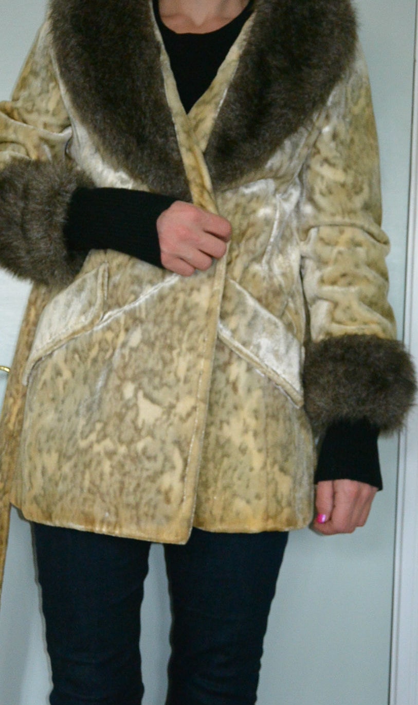 Leopard Print Faux Fur Smoking Jacket//wrap Coat//70s Coat//leopard ...