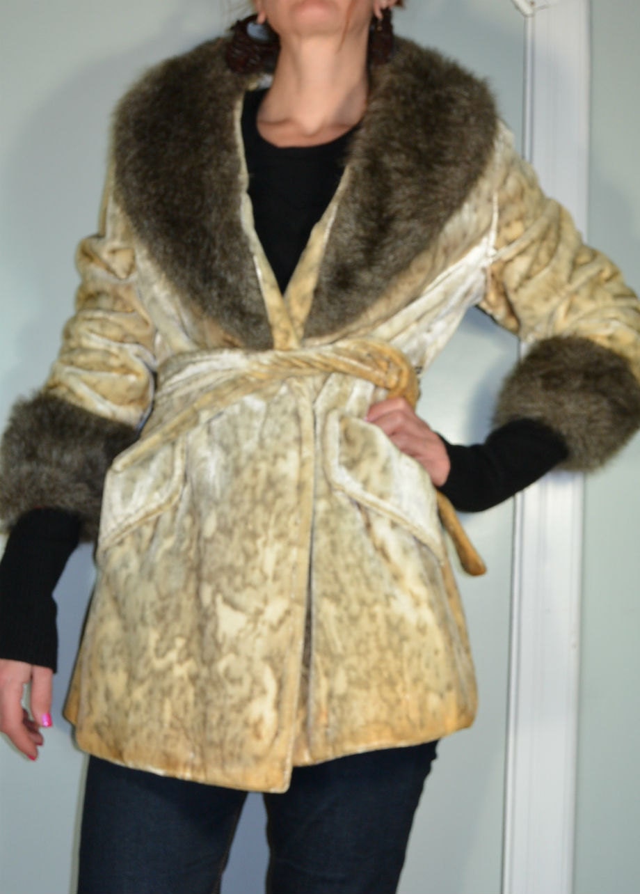 Leopard Print Faux Fur Smoking Jacket//wrap Coat//70s Coat//leopard ...