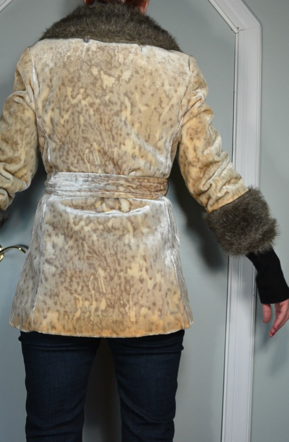 Leopard Print Faux Fur Smoking Jacket//wrap Coat//70s Coat//leopard ...