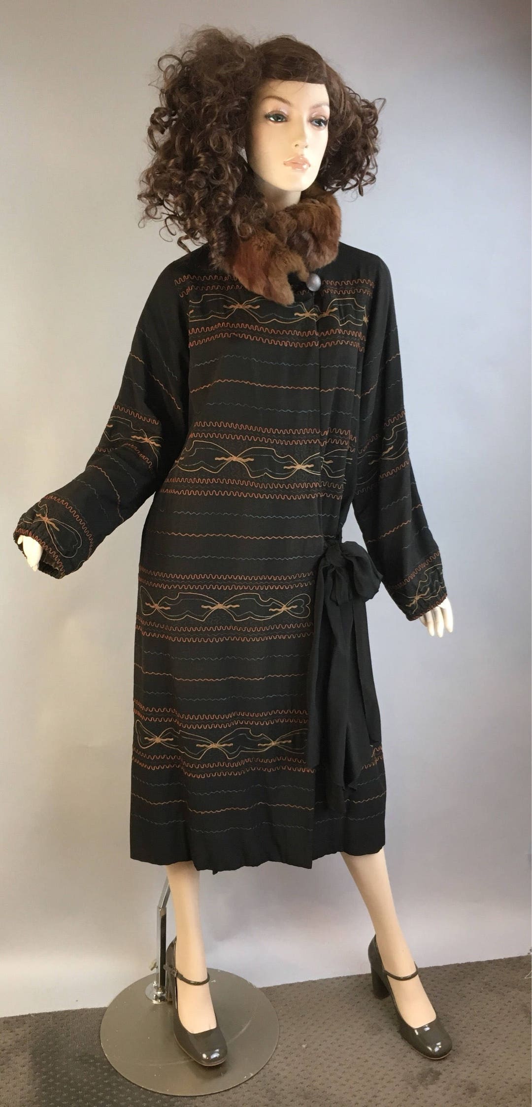 Vintage 20s Robe Coat// 20s Silk Crepe Coat// Flapper Era Silk Coat ...