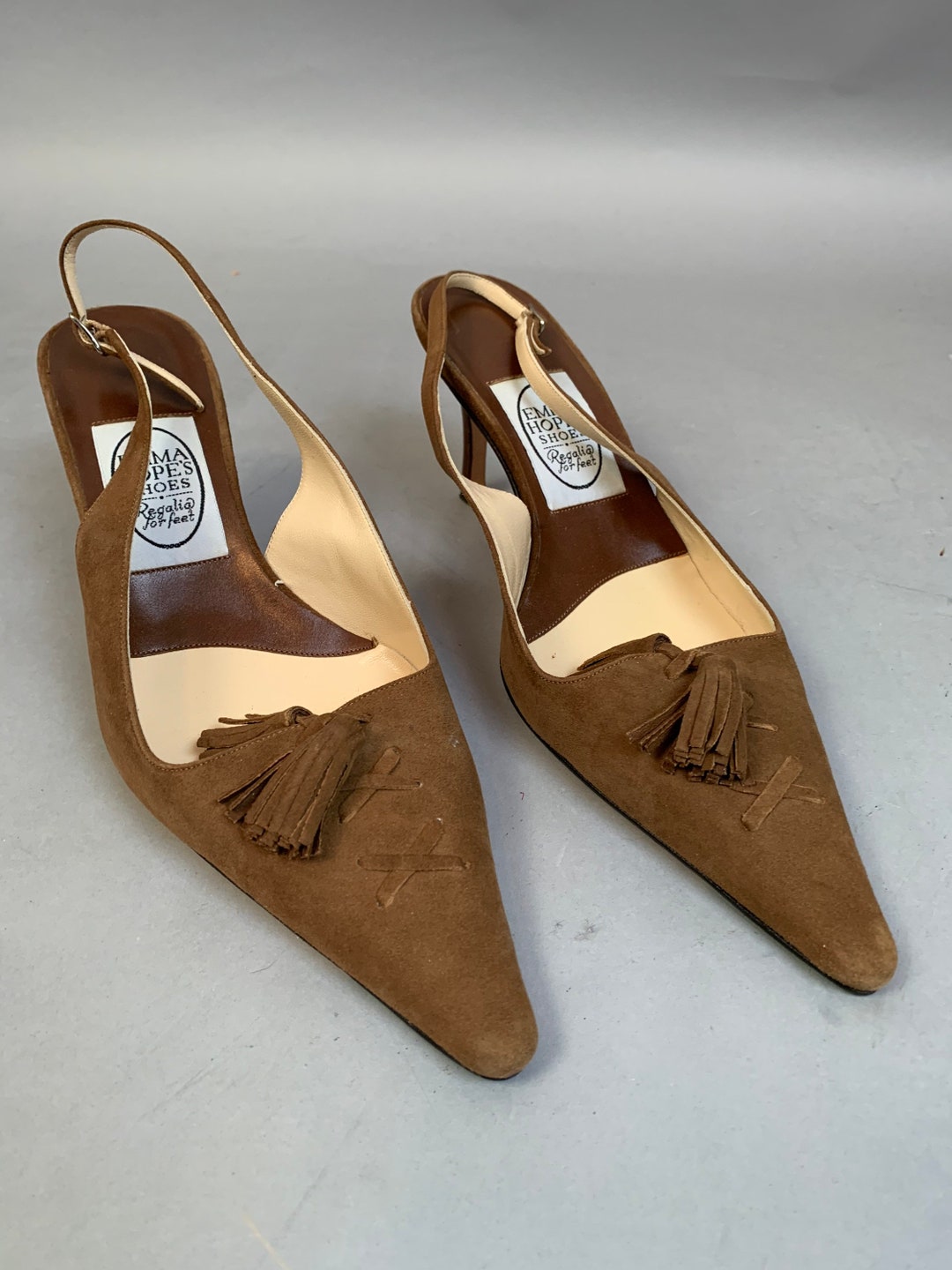 Emma Hope’s Mules// Brown Suede Sling Backs// Shoes With Tassels - Etsy