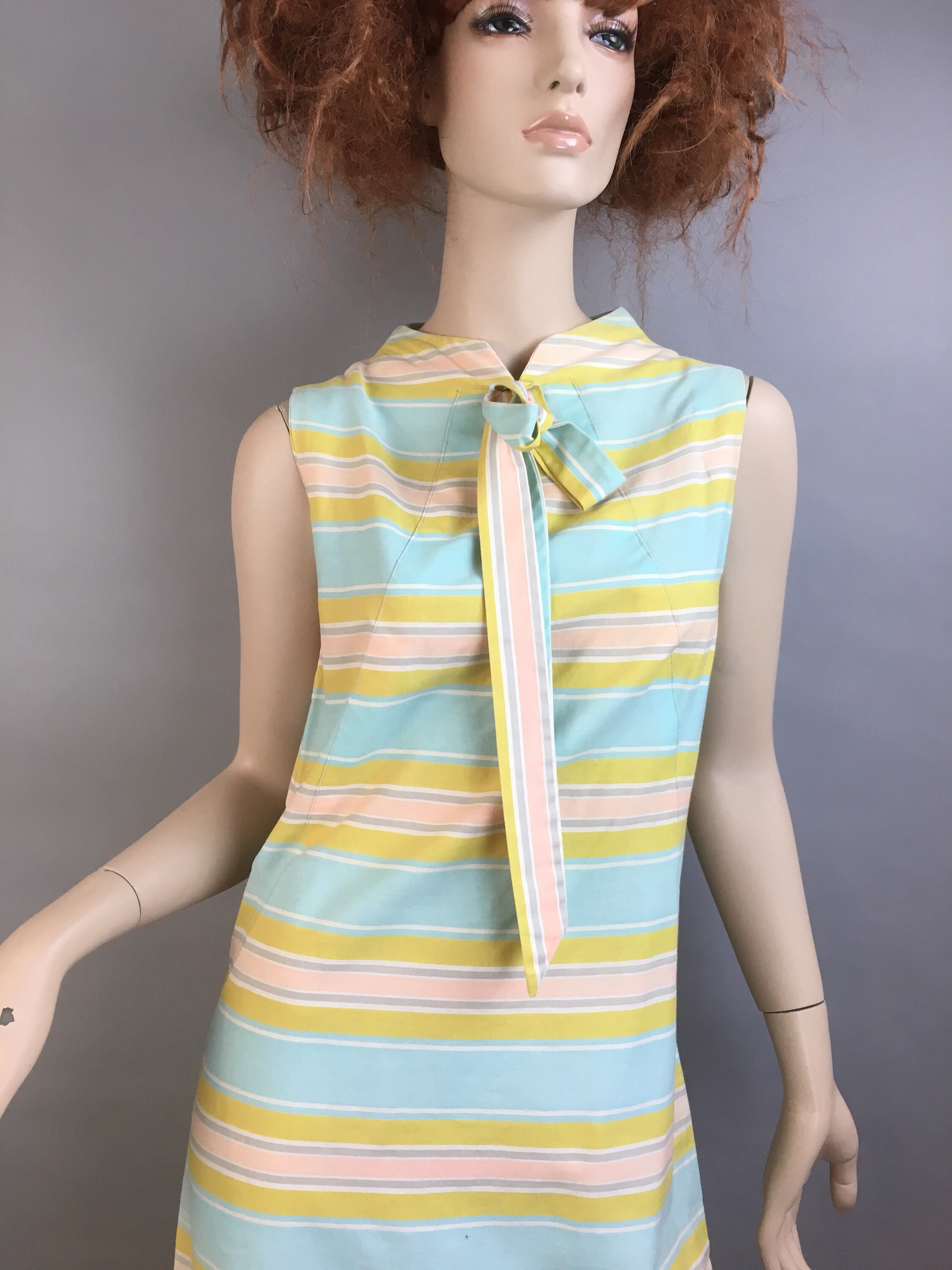 60s Mod Dress// Pastel Mod Shift Dress// Vintage Striped Mini Dress (F1 ...