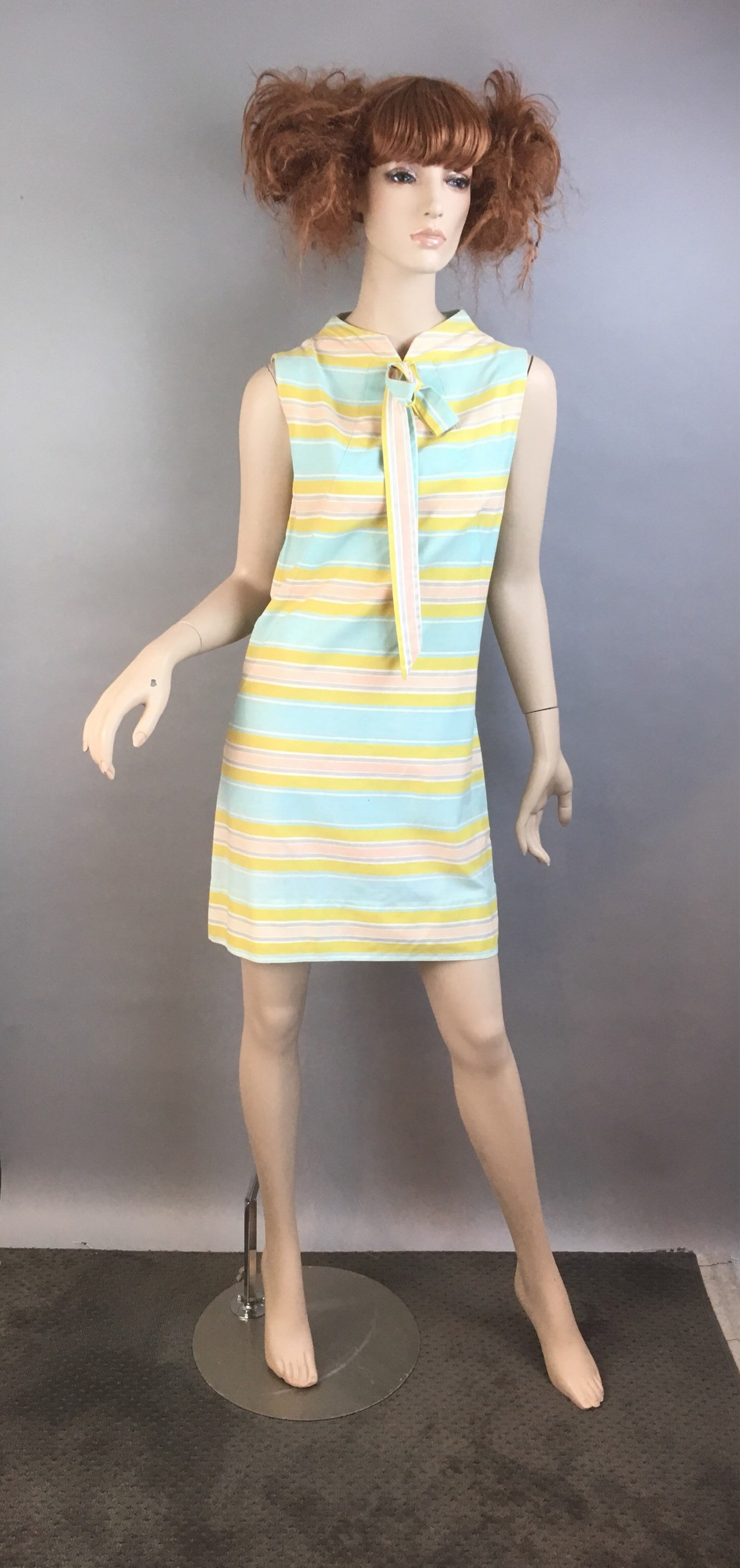 60s Mod Dress// Pastel Mod Shift Dress// Vintage Striped Mini Dress (F1 ...