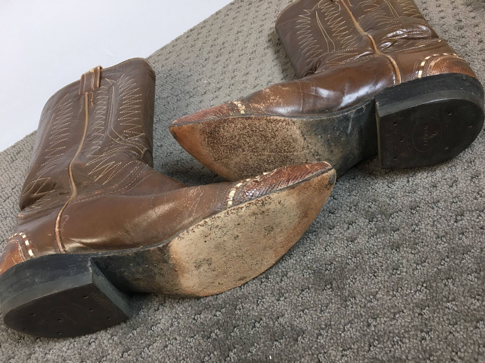 Vintage Tony Lama Boots//brown Leather and Snakeskin Cowboy - Etsy