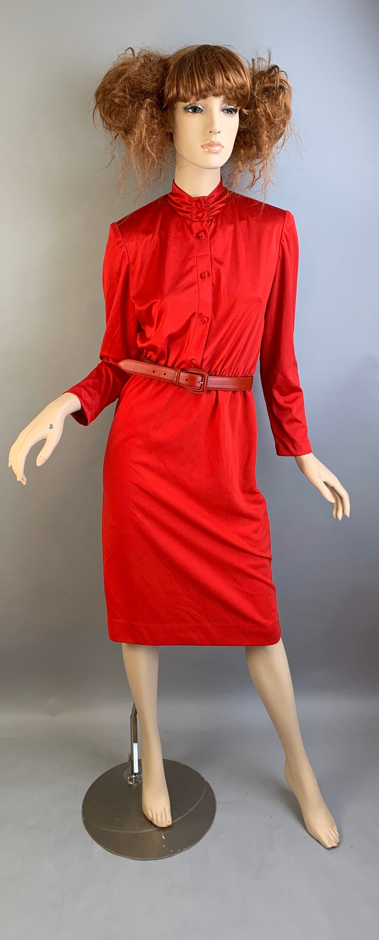 80s Red Dress// Red Hot Secretary Dress// Vintage 80s Henry Lee Blouse ...