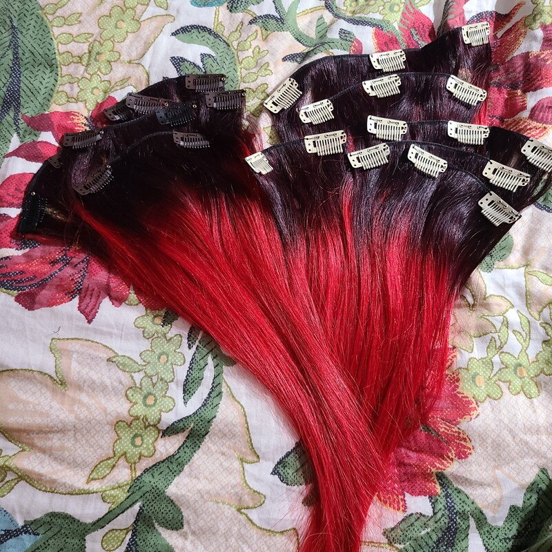 Red Hair Extensions - Etsy