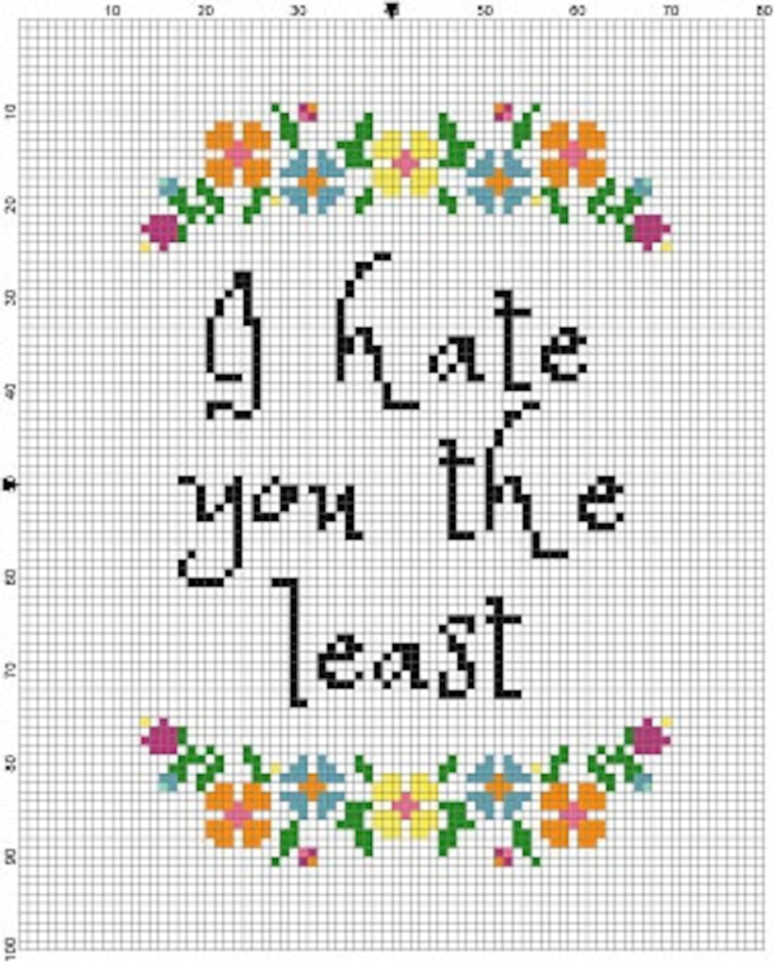 I Hate You the Least Funny Cross Stitch Pattern Instant - Etsy