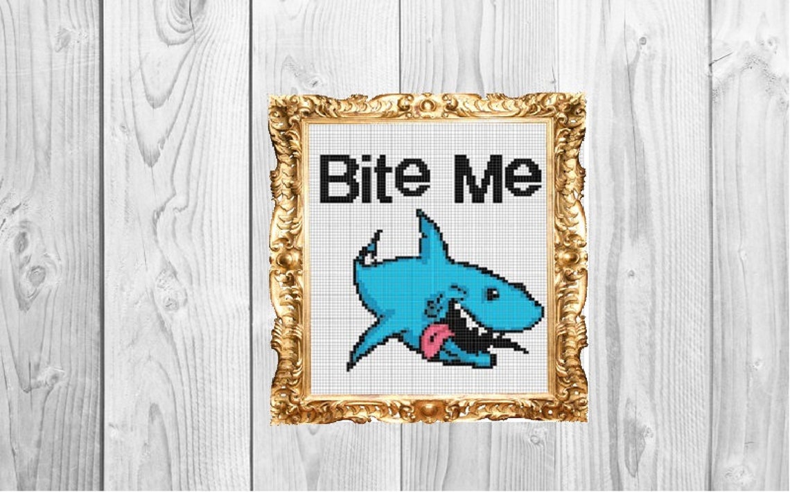 Bite Me Shark Cross Stitch Pattern Instant Download | Etsy