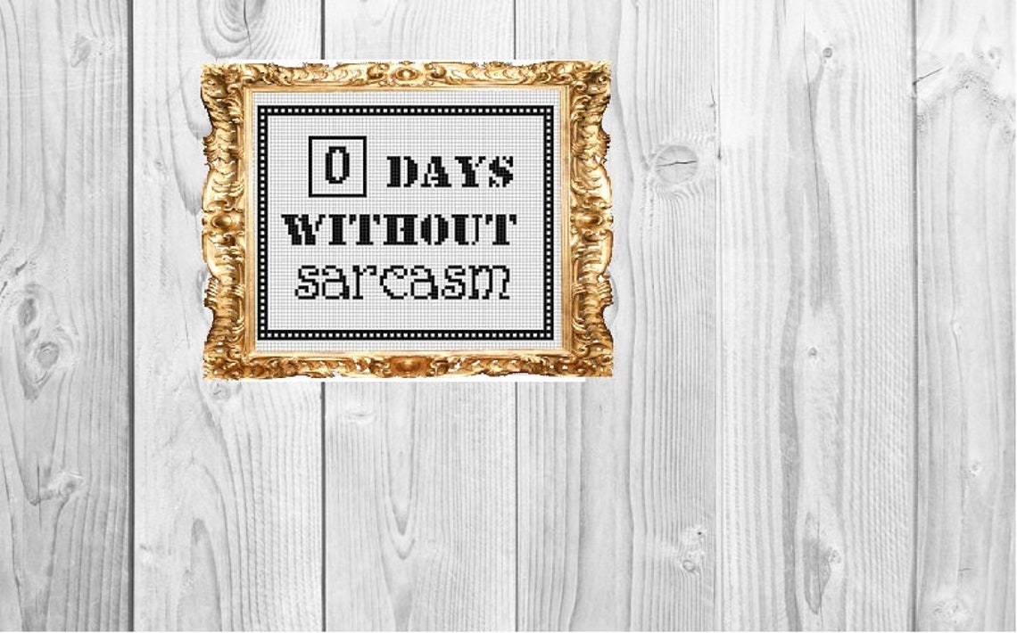 Zero Days Without Sarcasm Cross Stitch Pattern Instant | Etsy