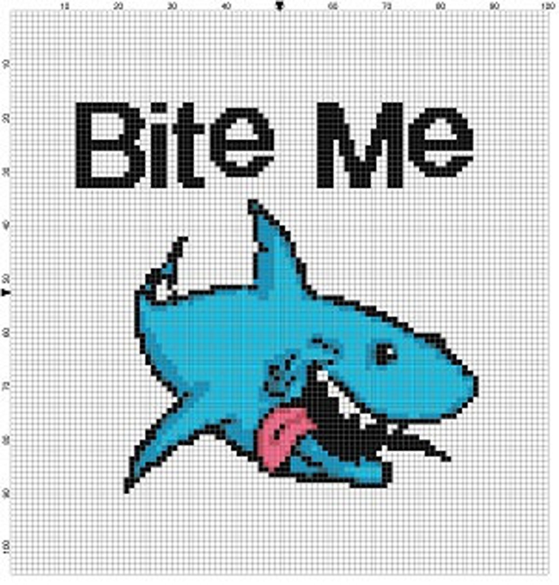 Bite Me Shark Cross Stitch Pattern Instant Download | Etsy