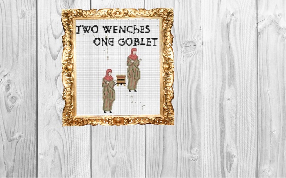 Two Wenches One Goblet Medieval Tapestry Cross Stitch | Etsy