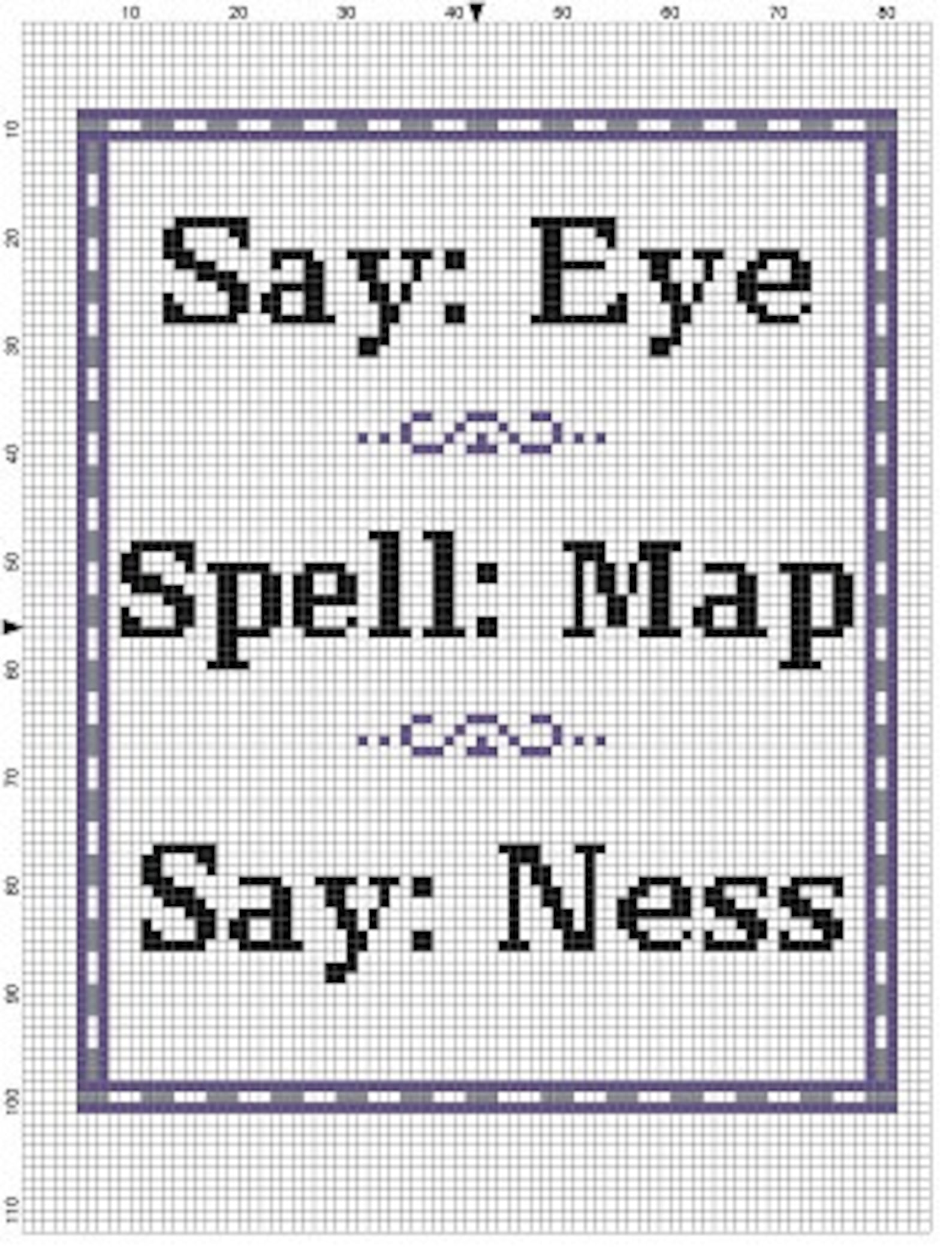 Say Eye Spell Map Say Ness: Funny Insulting Cross Stitch - Etsy Canada