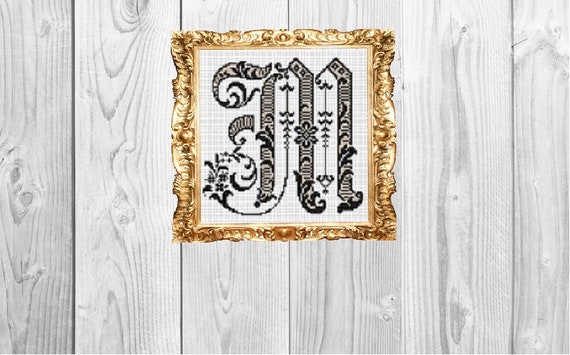 Monogram Letter M Fancy Vintage Wedding Baby Home - Etsy