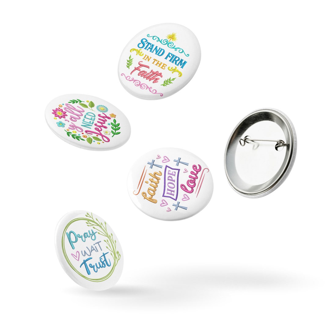 Set of 5 Custom-designed Christian Button Pins by a Local Seller USA ...