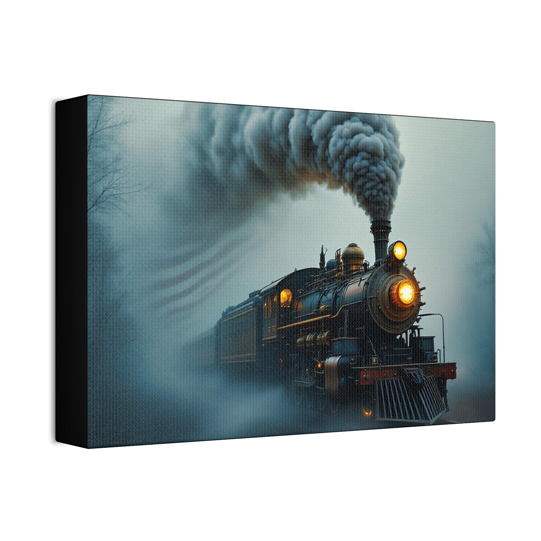 Canvas Stretched Art Steam Locomotive Train | Assembled in USA - Etsy