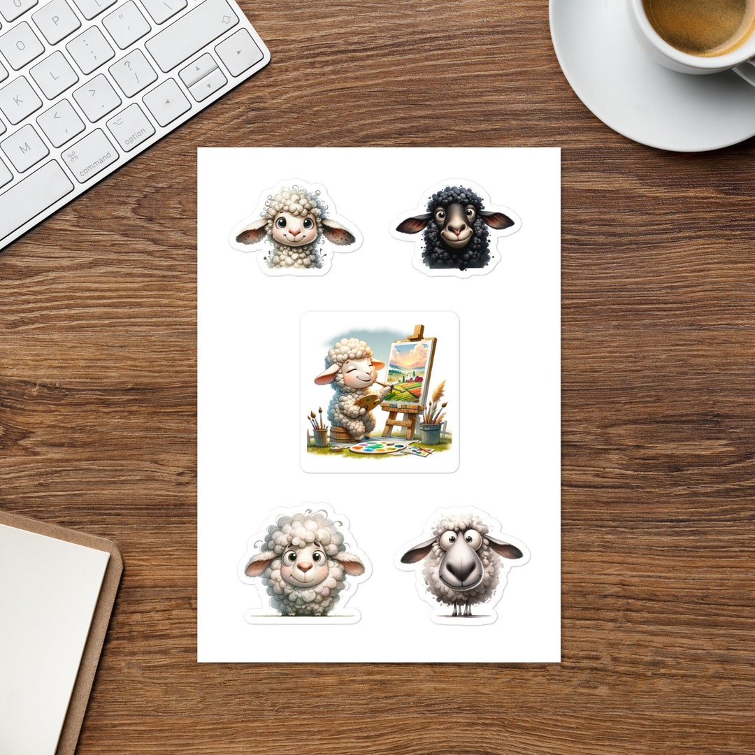 Fun Cartoon 5 Sheep Sticker Sheet - Etsy