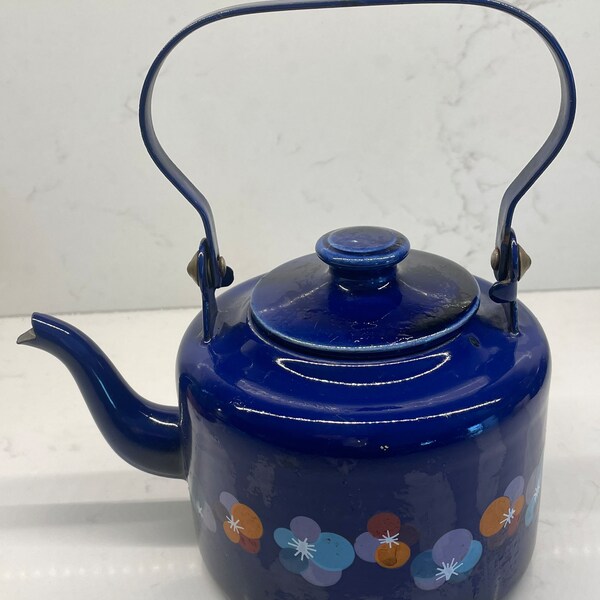 Blue Enamel Teapot - Etsy