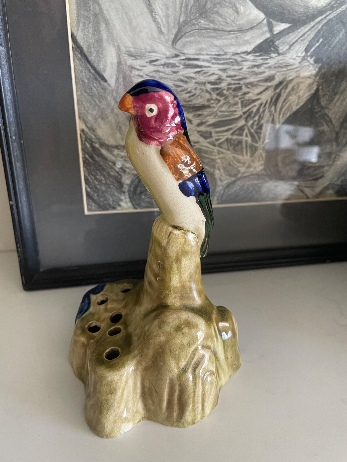 Vintage Bird Flower Frog. Bird Flower Frog Bird Finial on Top of What ...