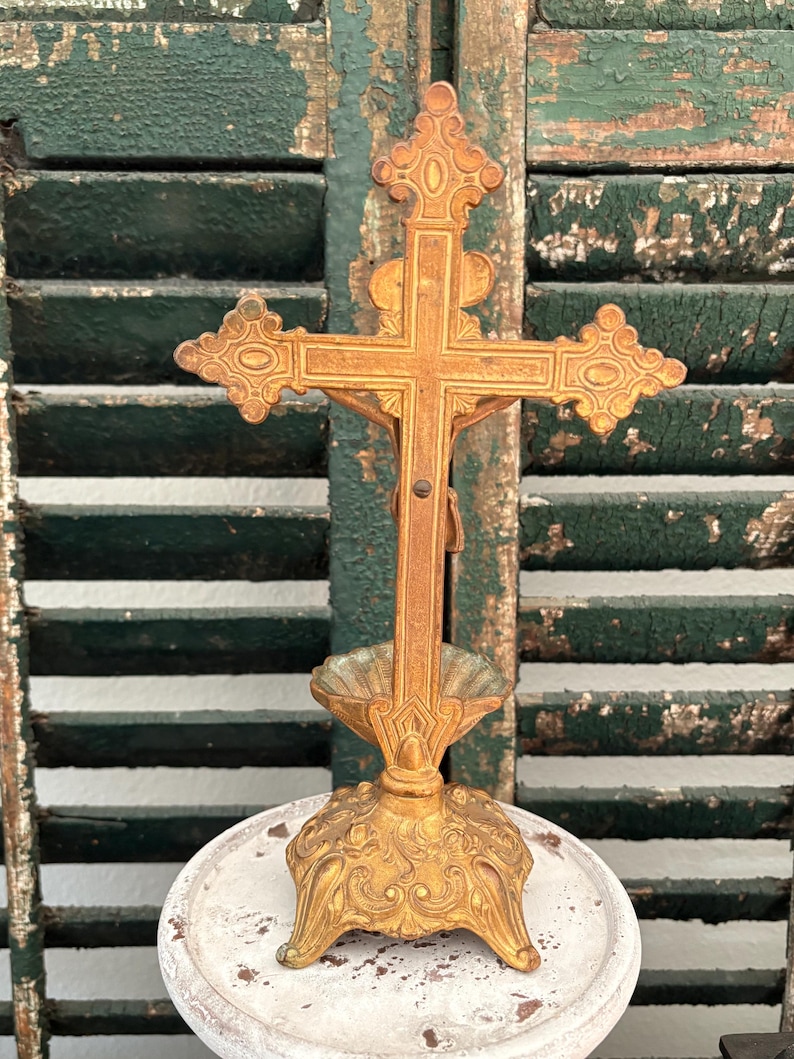 Vintage Metal Gold Crucifix Font - Etsy