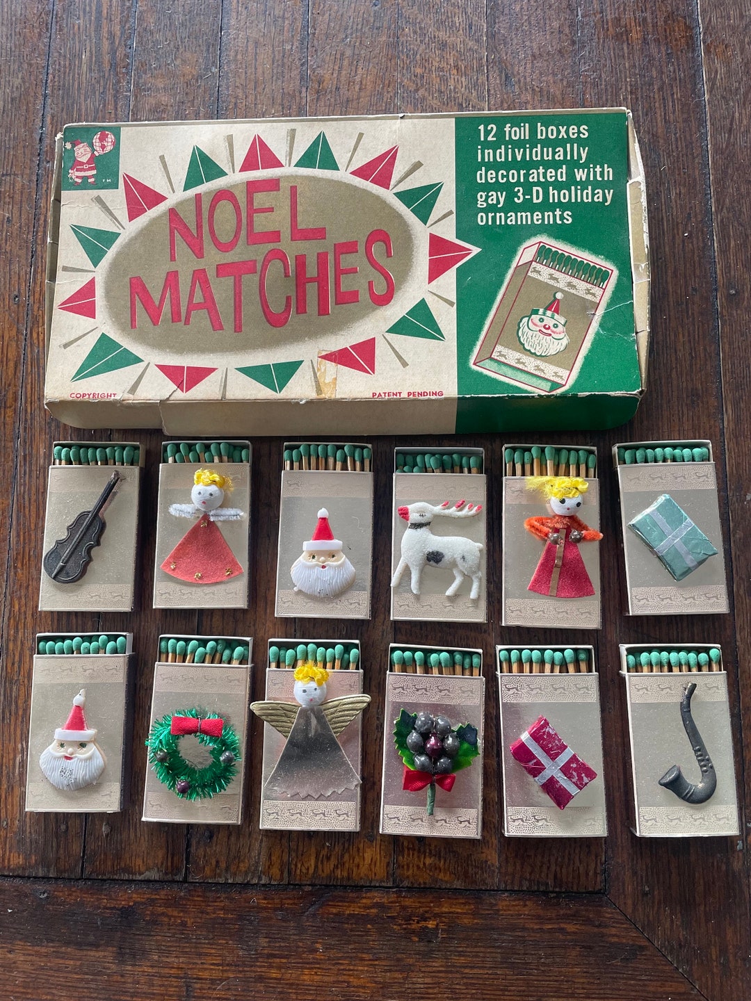 Vintage 12 Packs in a Full Box of Noel Christmas Matches ~ Decorated ...