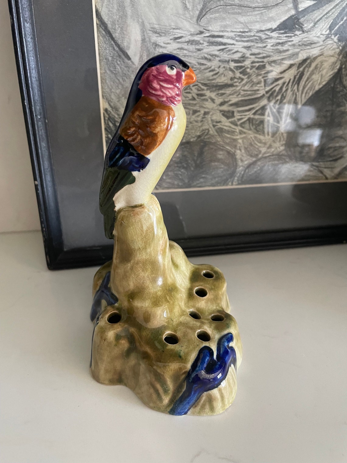 Vintage Bird Flower Frog. Bird Flower Frog Bird Finial on Top of What ...