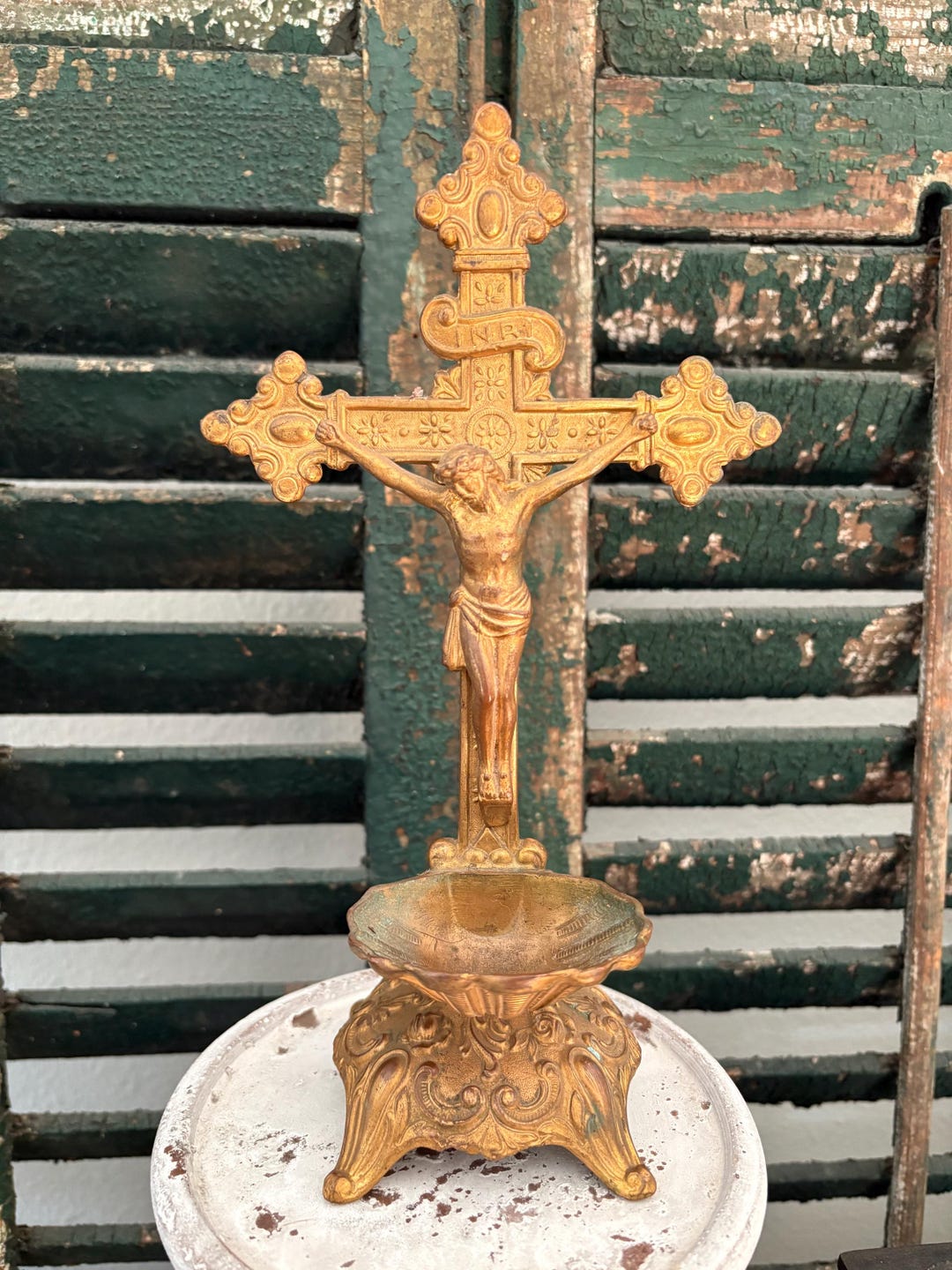 Vintage Metal Gold Crucifix Font - Etsy