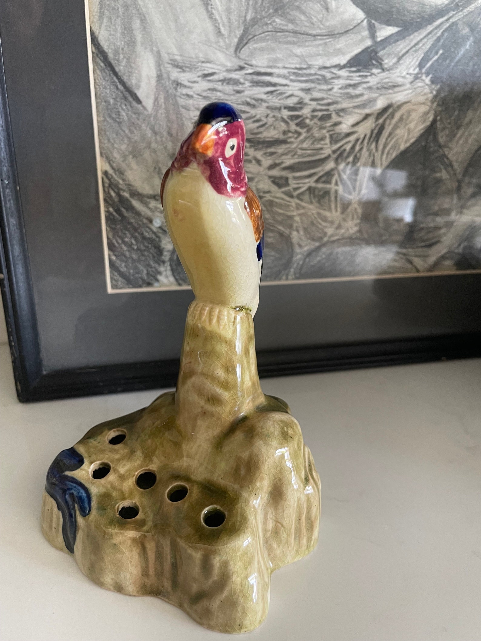 Vintage Bird Flower Frog. Bird Flower Frog Bird Finial on Top of What ...