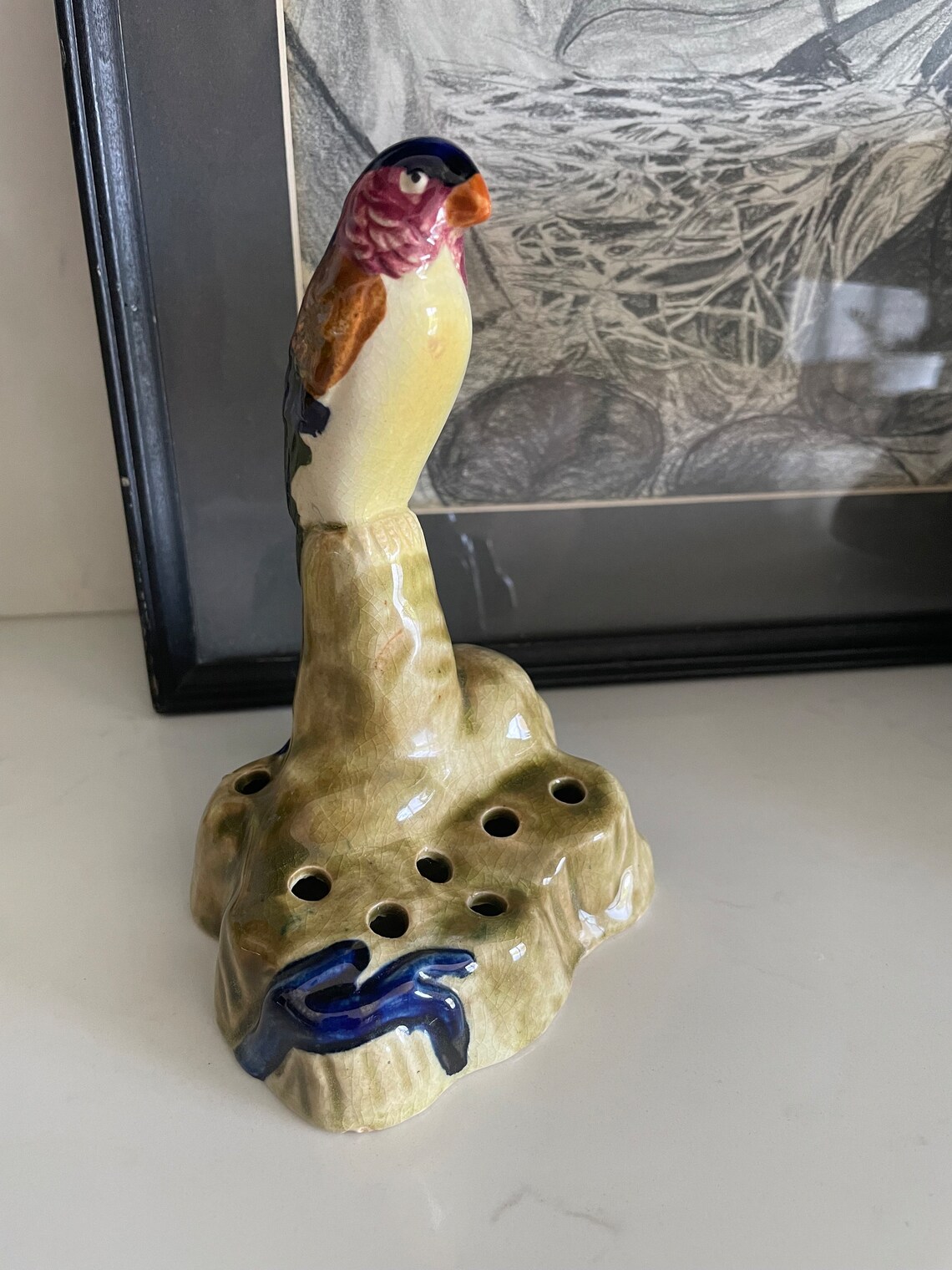 Vintage Bird Flower Frog. Bird Flower Frog Bird Finial on Top of What ...
