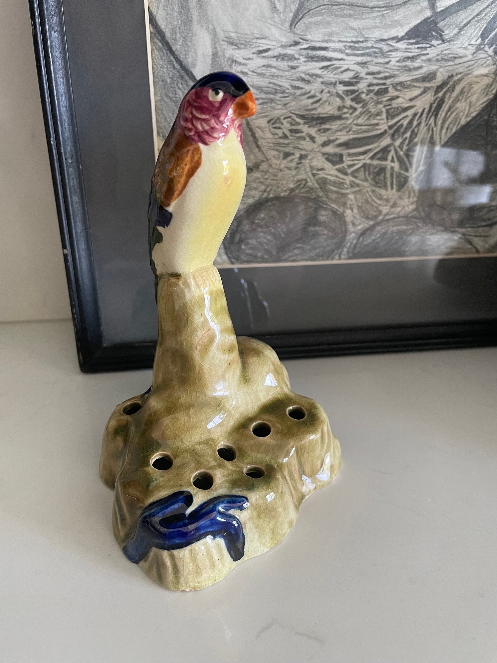 Vintage Bird Flower Frog. Bird Flower Frog Bird Finial on Top of What ...