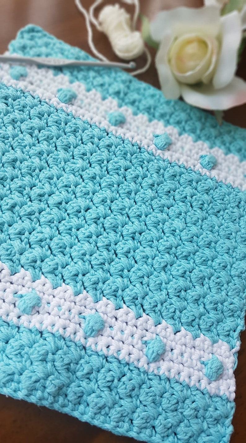 Striped Bobble Dishcloth Intermediate Crochet Pattern - Etsy