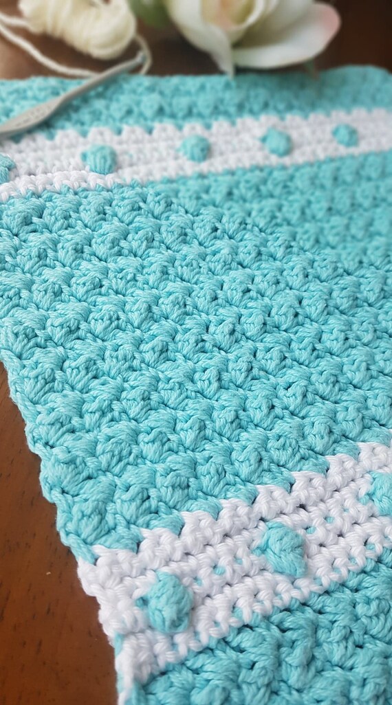Striped Bobble Dishcloth Intermediate Crochet Pattern - Etsy