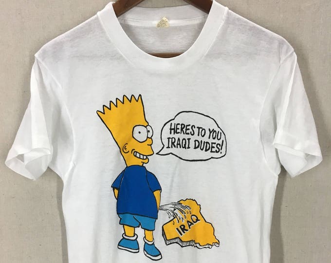 Vintage 90's Bart Simpson the Simpsons Iraq Gulf War Military 50/50 T ...
