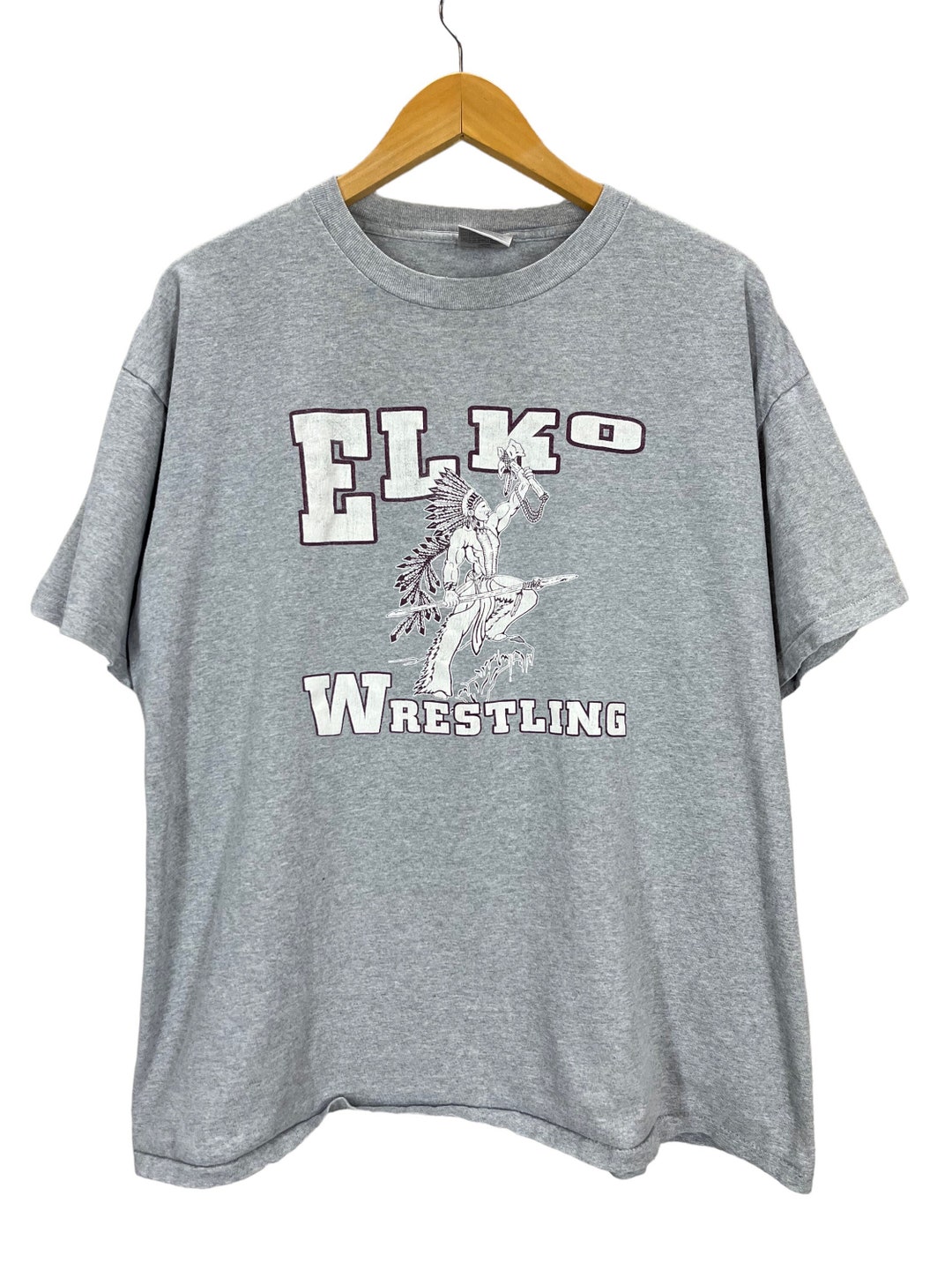 Vintage 90's Elko High School Wrestling Indian Warrior T-shirt XL - Etsy